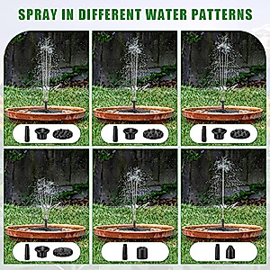 2 Packs Solar Bird Bath Fountain Pump Solar Fountain with 6 Nozzle Solar Powered Bird Bath Floating Solar Fountain Panel Bird Bath Fountain Solar Water Fountain for Garden, Fish Tank, Pond, Pool