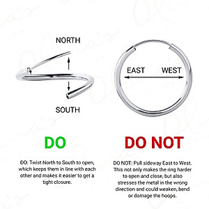 14k White Gold Endless Hoop Earrings 12x1.0mm