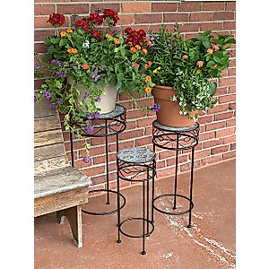 Red Carpet Studios 20176 Indoor/Outdoor Rustic Metal Plant Stands, Set of 3, Patina