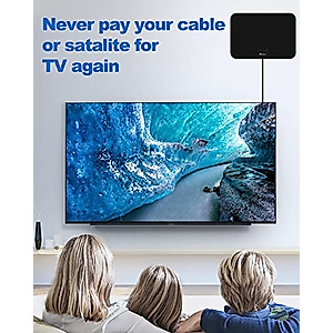 TV Antenna Indoor, Digital Amplified Indoor HDTV Antenna, 1080p VHF UHF Television Local Channels Detachable Signal Amplifier and 16.5ft Long Coax Cable