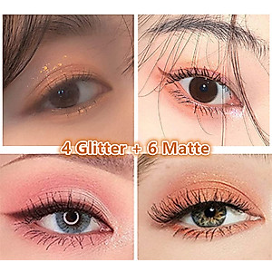 Go Ho 10 Colors Eyeshadow Palette,Matte&Glitter&Shimmer Eyeshadow Korean Makeup,Long Lasting Blendable Shades,Naturing-Looking,Waterproof Cool Eye Shadow Makeup Palette,01