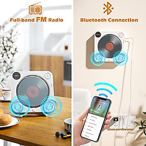 CD Player Portable, Bluetooth CD Player with Speakers Wall CD Player ...