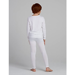 LAPASA Boys Thermal Underwear Set Fleece Lined Long John Base Layer Top Long Sleeves & Bottom Ski Winter Extreme Cold B03 11-12 Years White