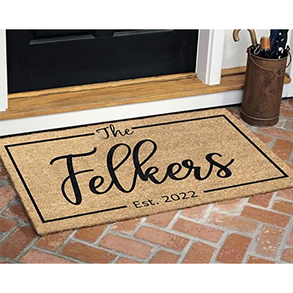 Personalized Last Name Coir Coconut Husk Doormat Door Mat 18x30 or 24x36 (18"x 30")