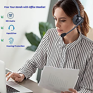 Wired Headphones with Microphone Noise Cancelling, Corded RJ9 Telephone Headset for Office Phones Call Center Landline Headset for Yealink SIP-T21 SIP-T46G Panasonic Sangoma Snom Grandstream 2170
