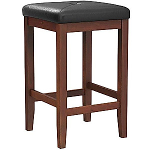 Crosley Furniture Upholstered Square Seat Counter Height Bar Stools Set of 2, Vintage Mahogany, 24-inch