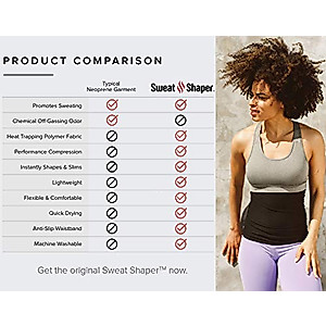Sweat Shaper Waist Trimmer for Women, Waist Trainer Sauna Belt, Neoprene-Free Waist Cincher, Sauna Slimming Belt (Black, X-Large)