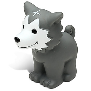 DolliBu Wolf Bath Buddy Squirter – Floating Wolf Rubber Bath Toy, Fun Water Squirting Bathtime Play For Toddlers, Cute and Soft Wild Life Animal Toy For The Bathtub, Beach, and Pool for Girls and Boys