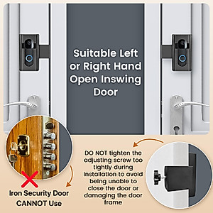 EUKI Anti-Theft Video Doorbell Door Mount, Compatible with Video 4/3/3 Plus/2/1, No-Drill Fit for Most Holder for Apartment, Bracket