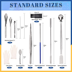 Glarks 14Pcs Capsule Filling Micro Lab Spoon Kits Sampling Spoon Mixing Spatula Laboratory Tiny Mixing Spatula Powders Tamper Tool for Powders Gel Cap Capsule Filler