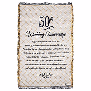 Dicksons 50th Wedding Anniversary Poem 48 x 68 All Cotton Tapestry Throw Blanket