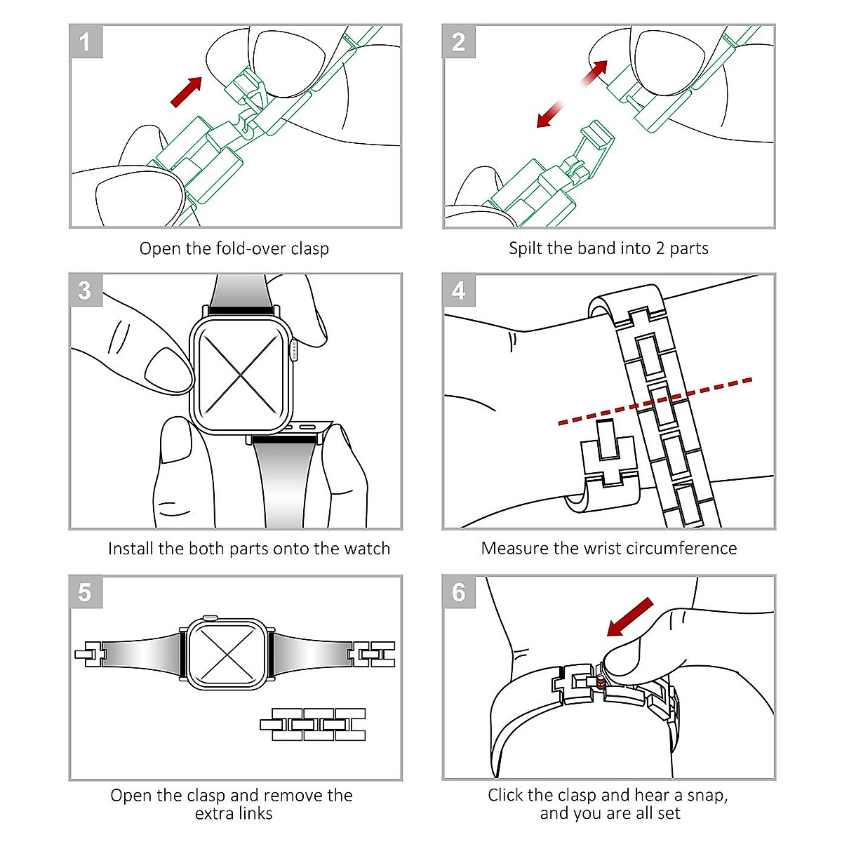 NewWays Compatible for Apple Watch Band Series 8 Series 7 41mm 40mm SE Series 6 5 4 3 38mm Jewelry Bracelet for iWatch Band Womens, Rose Gold Link with Black Leather