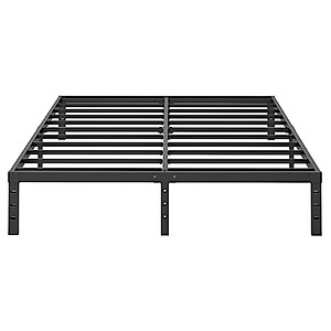 Cieemine 12 Inch King Size Metal Bed Frame, Heavy Duty Steel Slat Mattress Foundation, No Box Spring Needed, Easy Assembly, Noise-Free, Black