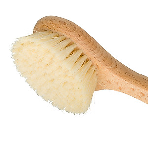 Redecker 100% Made in Germany Round Pig Bristle Bath Brush with Oiled Beechwood Handle, 14-1/5-Inches