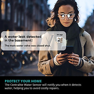 Centralite Water Leak Sensor - Monitors Your Whole Home for Leaks - Detects Water Leaks in the Kitchen, Bathroom, Basement, Or Laundry Room - Works With Smartthings, Hubitat, Ezlo, Vera, and Zigbee