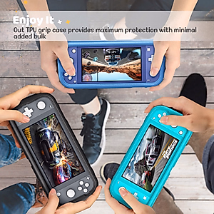 Fintie Kids Case for Nintendo Switch Lite 2019 w/2 Game Card Slots - [Ultralight] [Shockproof] Protective Cover with Ergonomic Grip, Kids Friendly Grip Case for Switch Lite Console, Black