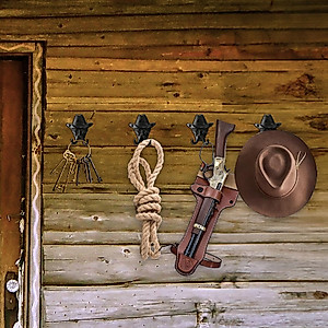 Womeet Rustic Cowboy Coat Key Hanger, Decorative Wall Mounted Coat Hooks, Cast Iron Hooks Coat Towel Bag Hat Hanger Multiuse Entryway Black Set of 2