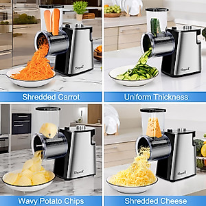LEEPENK Electric Cheese Grater 5 In 1 Electric Vegetable Cutter Slicer 2023 Upgrade 250w Electric Grater with Large Direct Inlet and 5 Different Blades for Vegetables,Block Cheese and Fruits