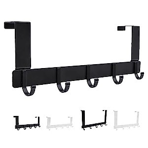 Mdvora 1/2/4 Pack Over Door Hooks, Black/White, Short/Long, Heavy-Duty Over Door Hanger(1pcs Short Black)