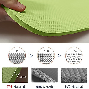 Hatha Yoga Thick TPE Yoga Mat 72"x 27"x1/3 inch Non Slip Eco Friendly Exercise Mat for Yoga Pilates & Floor Workouts (green)