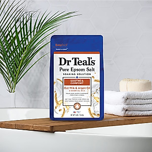 Dr Teal's Pure Epsom Salt Soak, Soothe & Comfort with Oat Milk & Argan Oil, 3 lbs