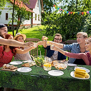 durony 2 Pieces Green Moss Pattern Plastic Tablecloth Green Leaves Tablecloth Waterproof Party Table Cover for Plants Nature Themed Party Table Decor, 108 x 54 Inch