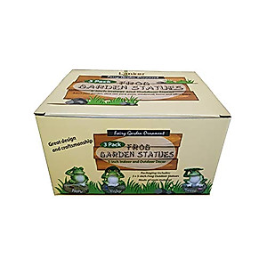 LANKER Frog Garden Statues – 3 Pack 5 Inch Frogs Sitting on Stone Sculptures Outdoor Decor Fairy Garden Ornaments