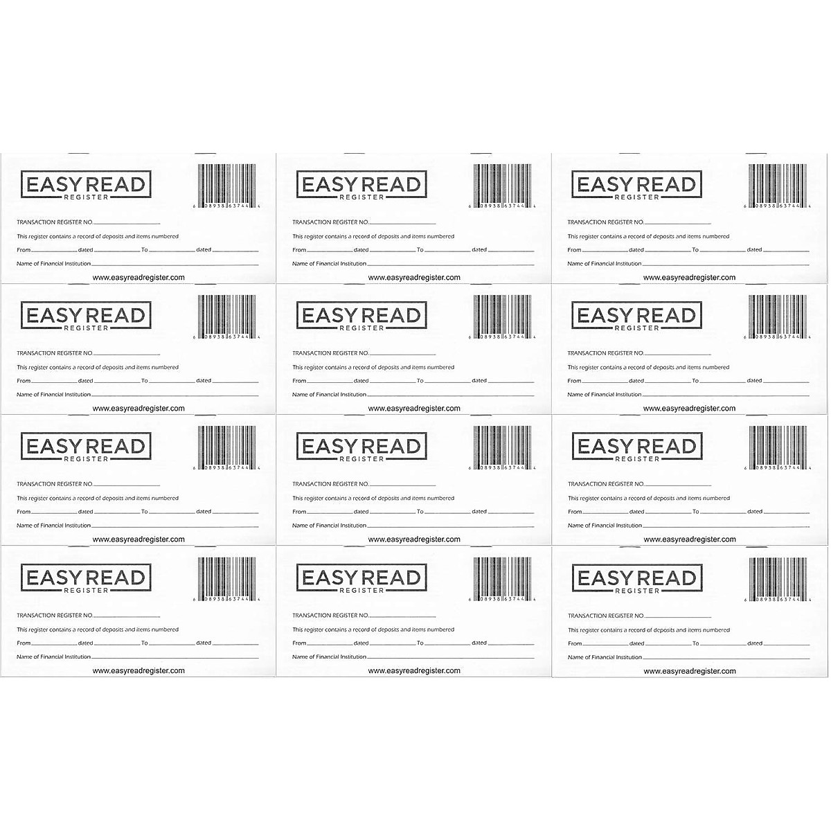 Easy Read Register 12 Check registers for Personal Checkbook - Checkbook Ledger Transaction Registers Log for Personal or Business Bank Checking Account, Saving Account, Deposit, Credit Card,