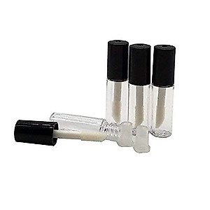 Mydio 50 Pack 1.2ML Clear Mini Lip Gloss Tube Empty Lip Balm Containers With Black Lid for Lipstick Samples