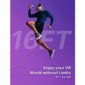 JSAUX Link Cable 16 FT Compatible with Oculus Quest 2 Accessories【 Charging While Playing | Play All Day Without Battery Pack 】 USB 3.0 High Speed Charger Compatible with Quest 2 1 Pro Pico 4 -White