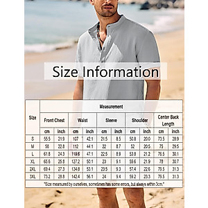 COOFANDY Men Hippie Beach T Shirts Band Collar Henley Shirt Summer Resort Wear Light Grey