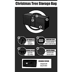 Tree Storage Bag, Waterproof Christmas Tree Storage, Fits Up to 7.5 ft Tall Artificial Disassembled Trees,Extra Large Heavy Duty Storage Container with Handles (Black, 47"x15"x20)
