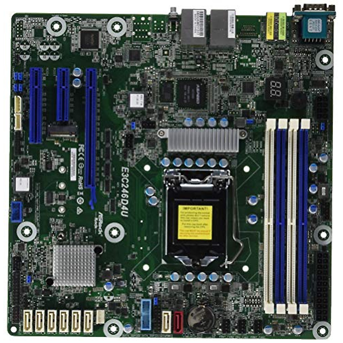ASRock Rack E3C246D4U LGA1151/ Intel C246/ DDR4/ SATA3&USB3.0/ V&2GbE/ MicroATX Server Motherboard