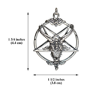 Real Metal Sterling Silver Baphomet Satanic Goat Head Inverted Pentacle Pentagram Pendant
