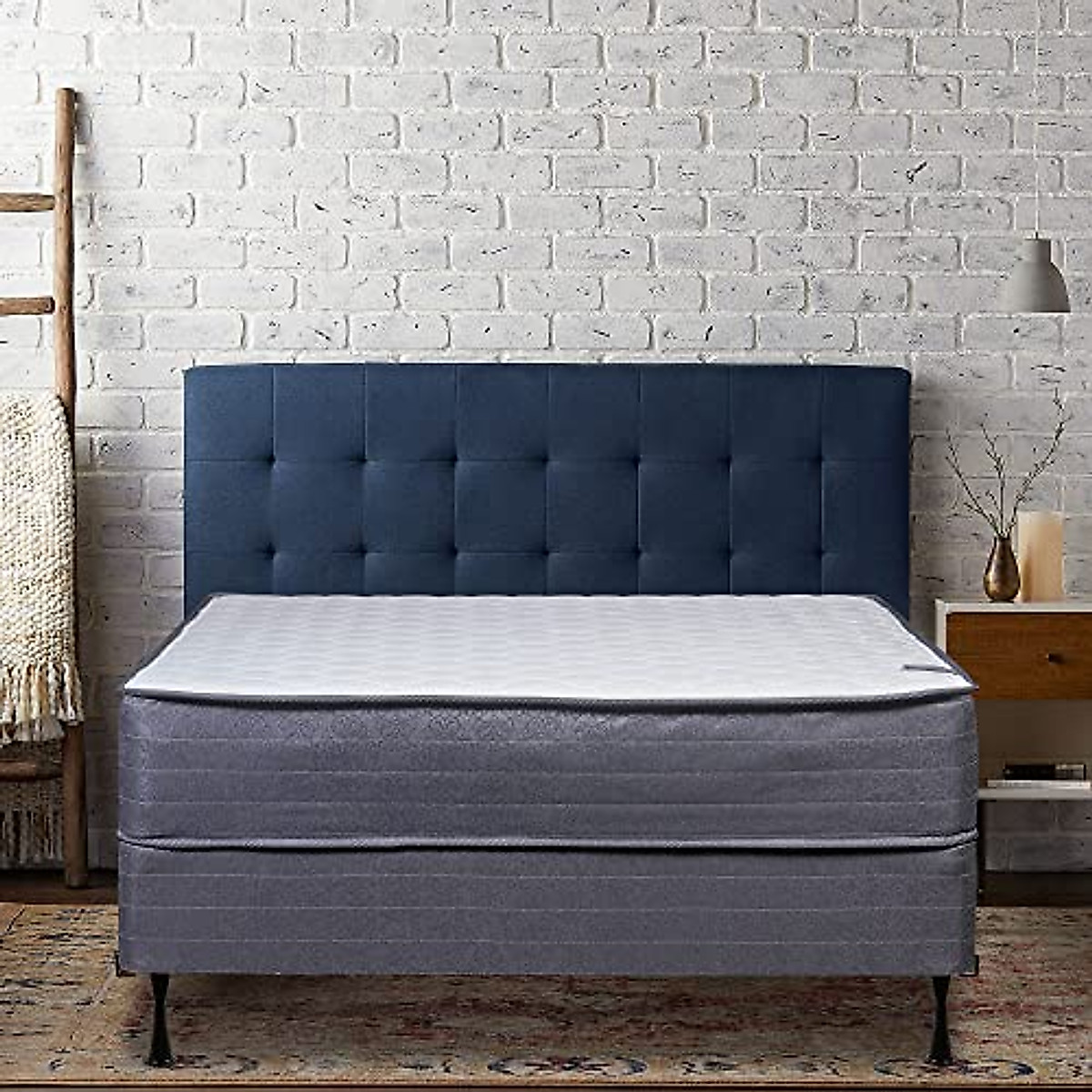 Greaton, 10-Inch Medium Plush Tight top Innerspring Mattress & 8" Wood Box Spring Set with Frame, Twin