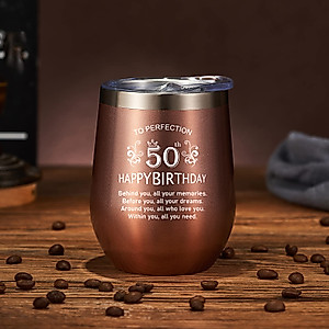 21st Birthday Gifts for Her, 2003 Happy 21st Birthday Decorations for Her, Women, Daughter, Friend, Sister Unique Turning 21 Gift Funny Gift Ideas for 21 Years Old - 12 Oz Wine Tumbler (Rose Gold)