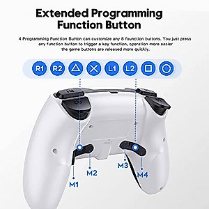 UeeVii Wireless PS4 Controller with Strike Pack, Game Controllers for Playstation 4/PS4 Pro/PS4 Slim with Back Paddles for Custom Mapping Dual Shock Six-axis Audio Touch Pad Function 1000mAh Battery
