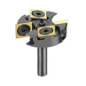 SpeTool Carbide Insert Surfacing Router Bit Spoilboard Planing 1-1/4 inch Cutting Diamter Slab Flattening for Woodworking with ATS Coating