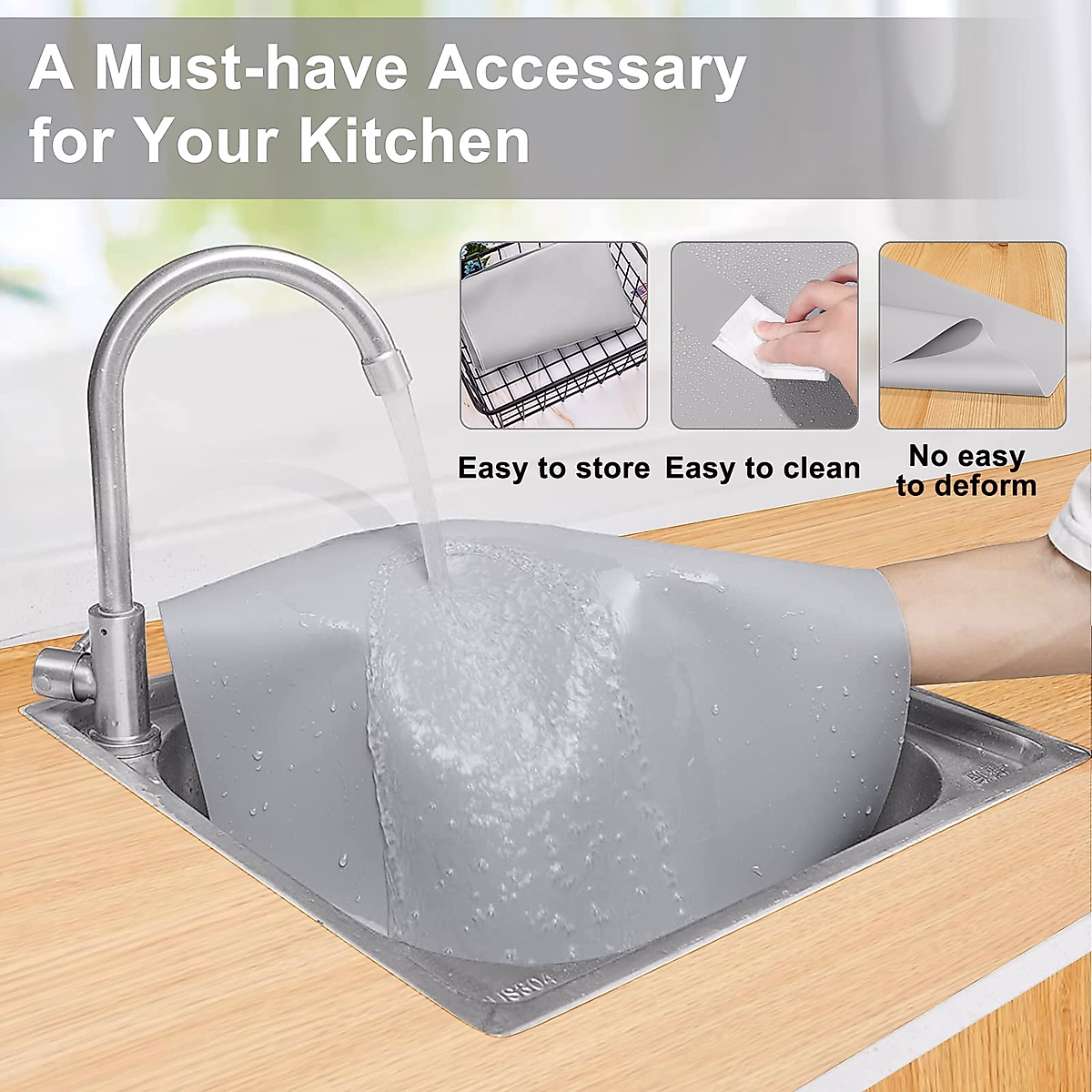 Silicone Mats for Kitchen Counter, Heat Resistant Mats for Countertop Protector, Waterproof, Washable, Non Slip, Multipurpose, Microwave, Cooking XL Large Silicone Mat, 23 x 15in, 1mm, Set of 2, Grey