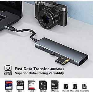 USB C HUB for iPad Pro 9-in-1 Adapter iPad Pro M4 M2 M1 13 12.9 11 inch iPad Air 5 4 Docking Station with 4K HDMI, USB-C PD, SD/TF Card Reader, USB 3.0, 3.5mm Headphone Jack, Type C Data, iPad Mini 6