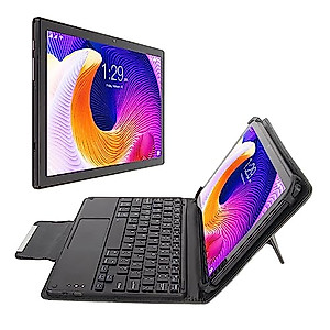 Honio HD Tablet, 10.1 Inch FHD Aluminum Alloy Office Tablet 5G WiFi 4G LTE Dual Camera Octa Core CPU with Travel Case Keyboard (US Plug)