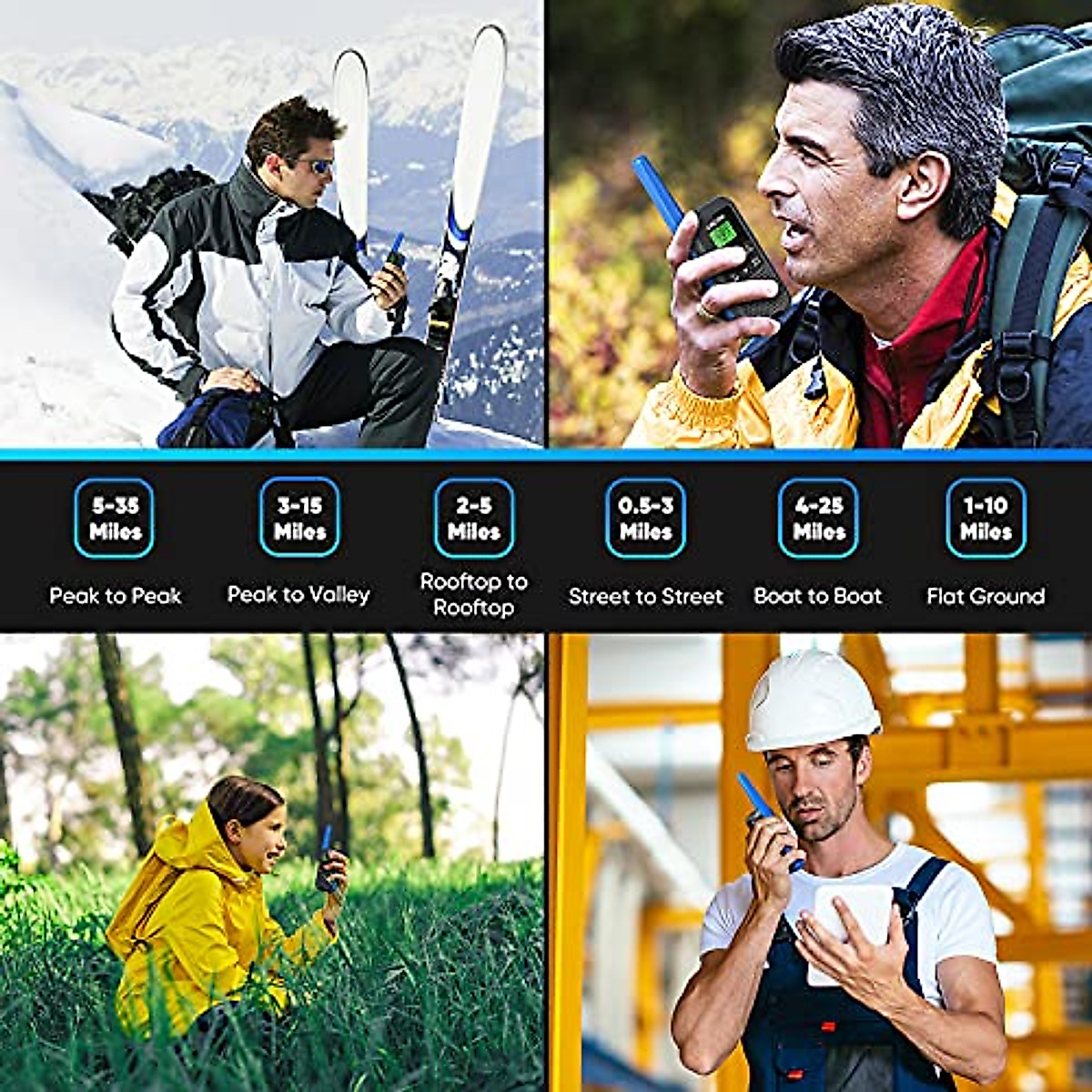 Walkie Talkies - GOCOM G600 FRS Two Way Radio for Adults 2W Long Range Walkie Talkie Rechargeable, VOX Scan, NOAA & Weather Alerts, LED Lamplight 2 Pack Hand held radios