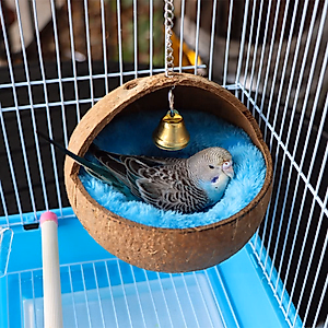 VTurboWay 2 Pack Bird Nest Mat, Bird Coconut Shell Pad for Bird Parrot Budgie Parakeet Cockatiel Conure Lovebird Canary Finch Nest (Colors May Vary)