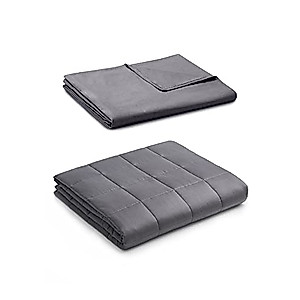 YnM Weighted Blanket with Cotton Duvet Bundle (48''x72'' 15lbs), Suit for One Person(~140lb) Use on Twin/Full Bed | Dark Grey