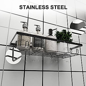 SIMCAS Shower Caddy, 4-Pack Shower Shelves, Bathroom Shower Organizer with hooks, Traceless Adhesive or Drilling Shower shelf for inside shower, Rustproof Shower Rack & Kitchen Spice Rack Food Storage