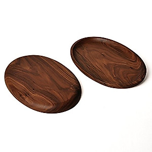 Solid Wooden Serving Tray,Decorative Trays,Serving Platters for Food Fruit Tea Coffee Wine Premium Quality, Eco-friendly, Oval-Shaped - Black Walnut (Small)