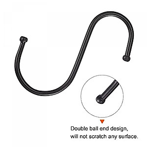 uxcell S Hooks 2.87inches Stainless Steel Hanger for Hanging Kitchenware, Bathroom Supplies, Apparel, Black 4Pack