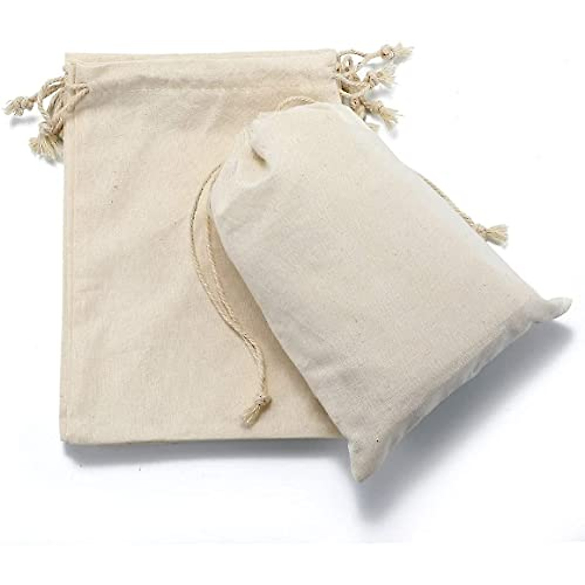 KUPOO 50PS Cotton Bags Cotton Muslin Bags Drawstring Muslin Bag for Wedding Party Favor and DIY Craft (5x7 Inch)