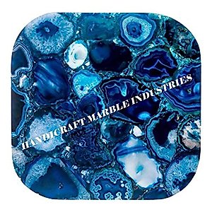 39" Inch Agate Square Table Top, Natural Agate Table, Square Coffee Table, Blue Agate Table, Square Agate Stone Table, Piece Of Conversation, Family Heir Loom