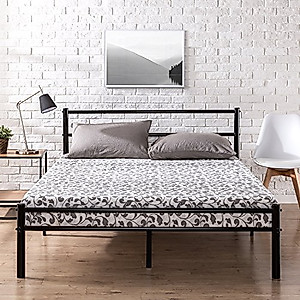 Zinus Geraldine 12 inch Black Metal Platform Bed Frame with Headboard and Footboard / Premium Steel Slat Support / Mattress Foundation, Twin